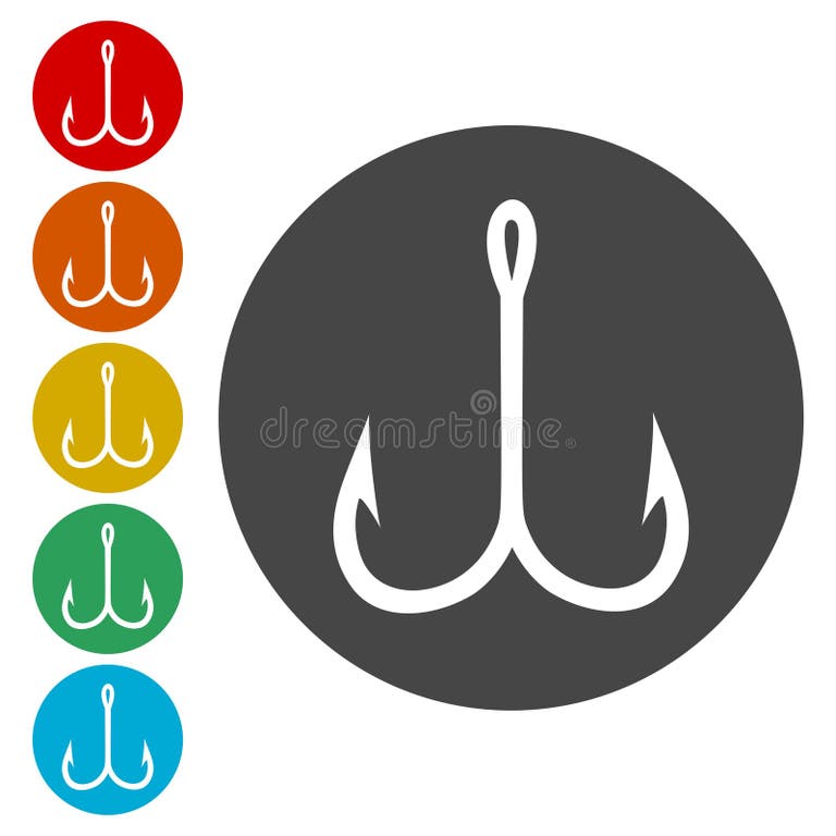Fishing Hook, Barbed Fish Hook Vector Icons Set Stock Vector ...