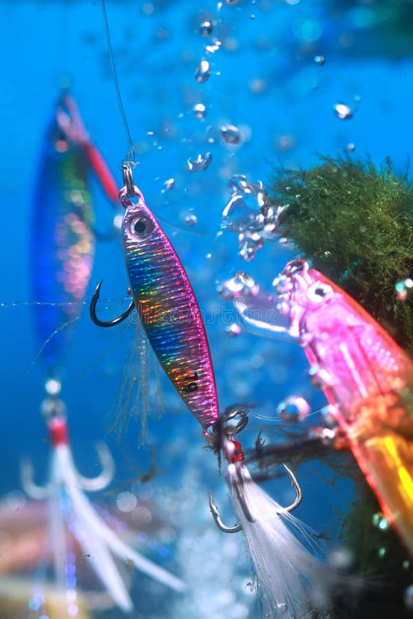 Fishing Hook Closeup Underwater Stock Photo - Image of closeup, water ...