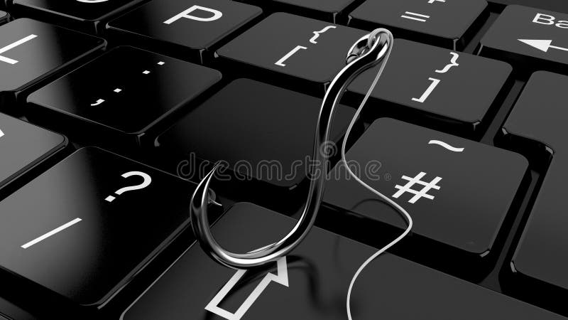 Fishing Hook on Computer Keyboard Stock Illustration - Illustration of ...
