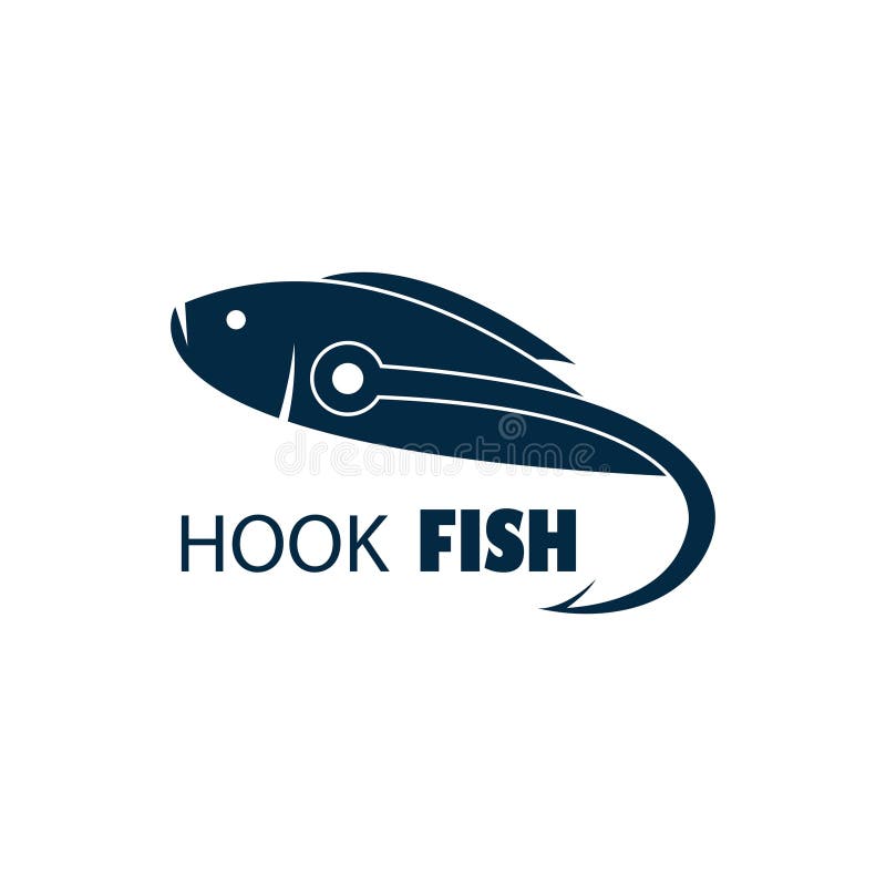Fishing Hook and Fish Vector Design Template Stock Illustration ...