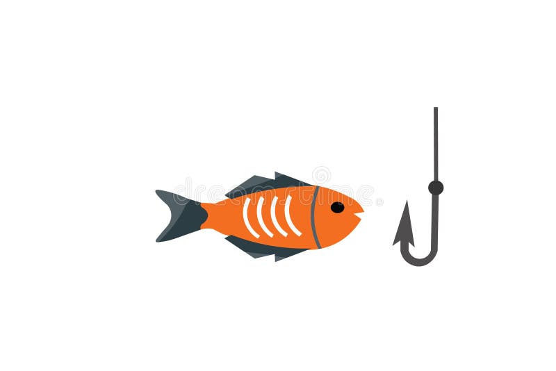 Fishing Hook and Fish Vector Illustration Stock Vector - Illustration ...