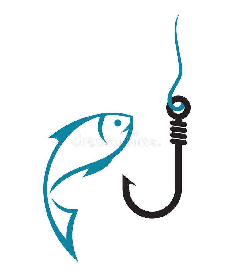 Fishing hook and fish stock vector. Illustration of fisherman - 59427792