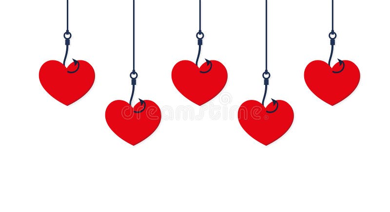 On Fishing Hook Hanging Heart. Deception, a Trap on the Hook Stock ...