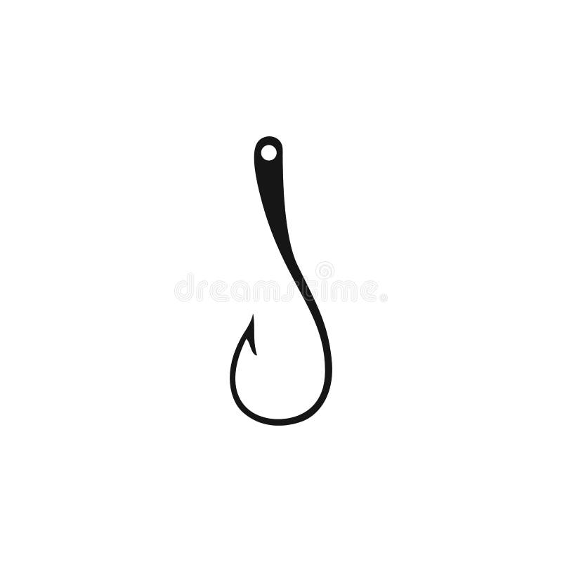 Fishing Hook Icon, Black Sign Design. Vector in Flat Stock Vector ...