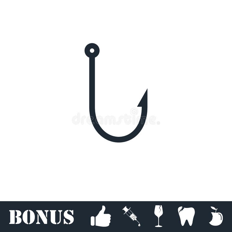 Fishing hook icon flat stock vector. Illustration of metal - 151762816