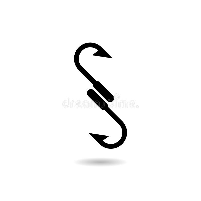 Fishing Hook Icon Logo with Shadow Stock Vector - Illustration of ...