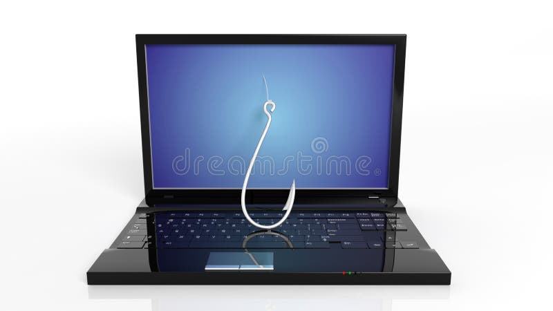 Fishing Hook on Laptop Screen Stock Illustration - Illustration of ...