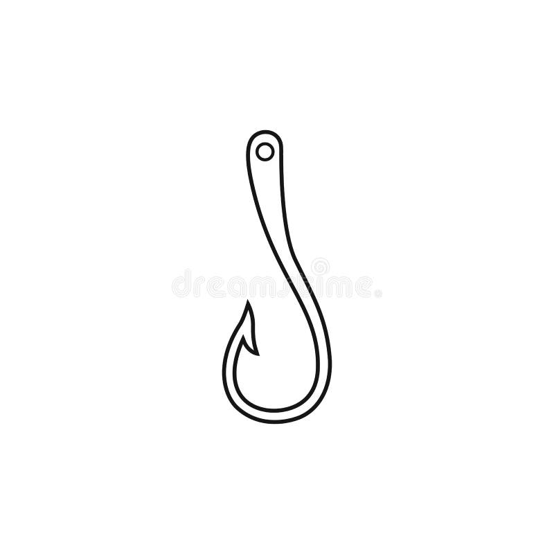 Fishing Hook Line Icon Set, Black Sign Design. Vector Stock Vector ...