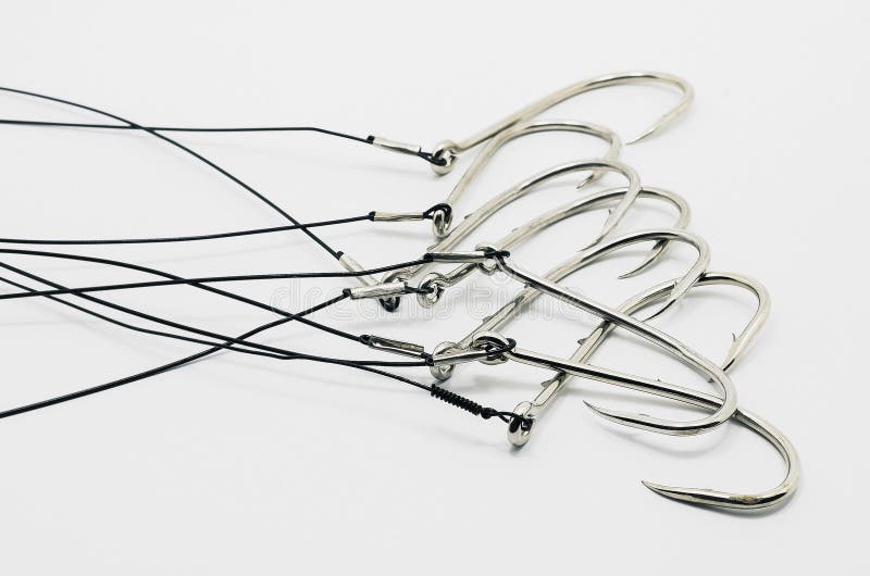Fishing Hook Link Ready Made, Tied on the Steel Cable. Stock Photo ...