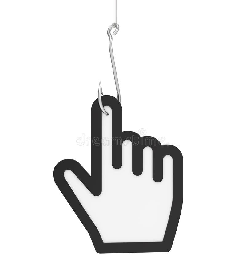 Fishing Hook with Mouse Cursor Isolated Clickbait Concept Stock ...