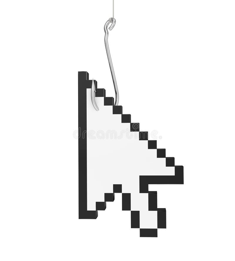 Fishing Hook with Mouse Cursor Isolated Clickbait Concept Stock ...