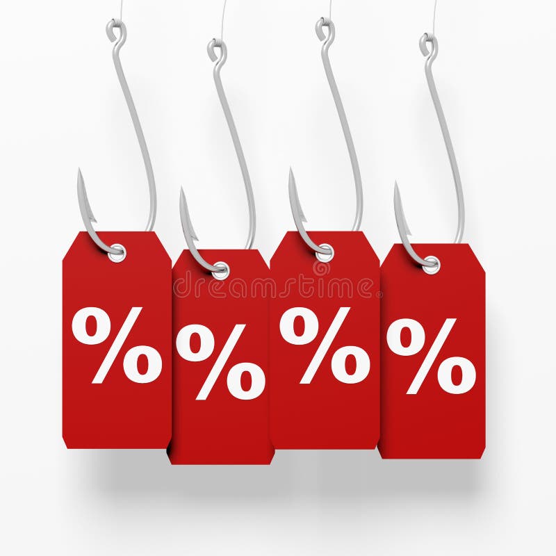 Fishing Hook with Price Tags Stock Illustration - Illustration of label ...