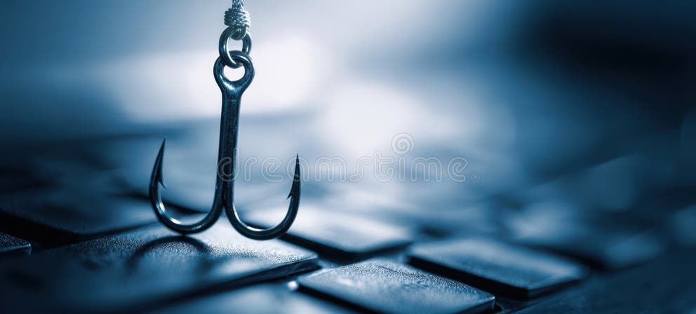 The Fishing Hook Resting on a Computer Keyboard Symbolizing Digital ...