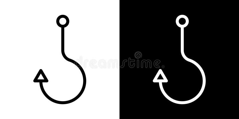 Fishing Hook Thin Line Vector Icon Set Stock Vector - Illustration of ...