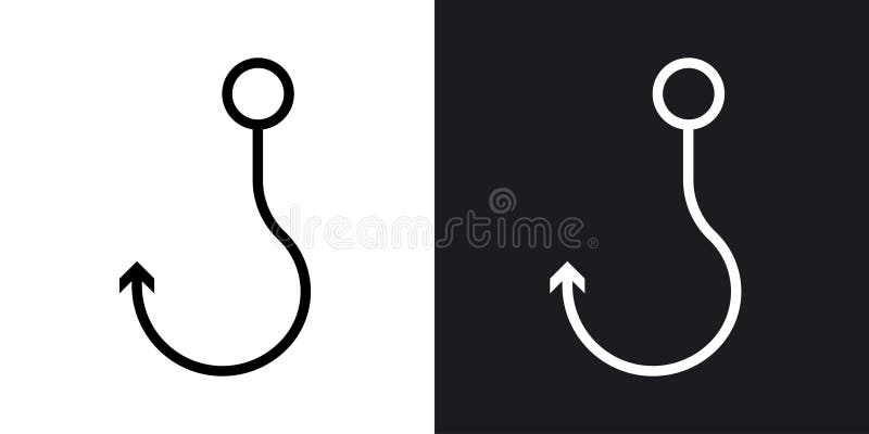Fishing Hook Thin Line Vector Icon Set Stock Vector - Illustration of ...