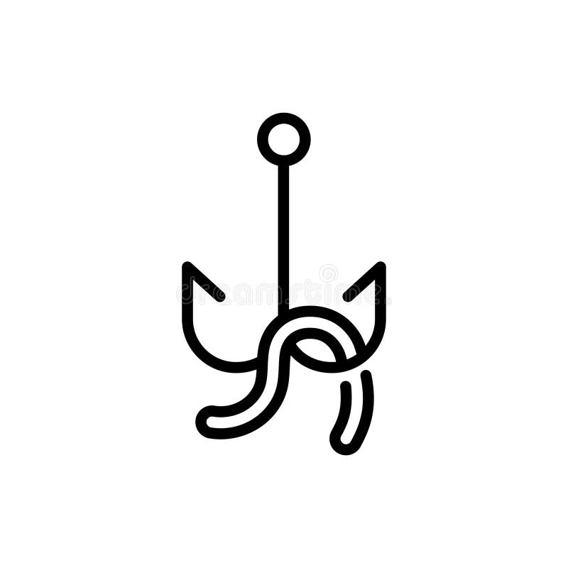 Fishing Hook and Worm Line Icon. Vector Fishing Hook and Worm Icon for ...