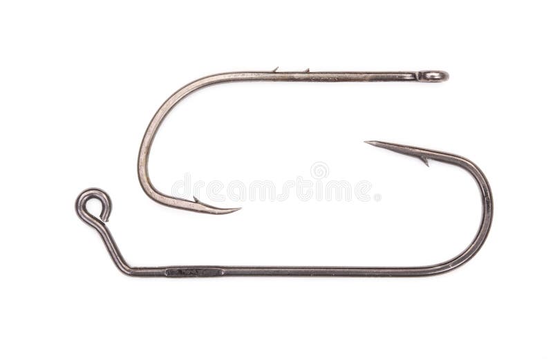 Fishing Hooks Isolated on White Top View Close Up Stock Photo - Image ...