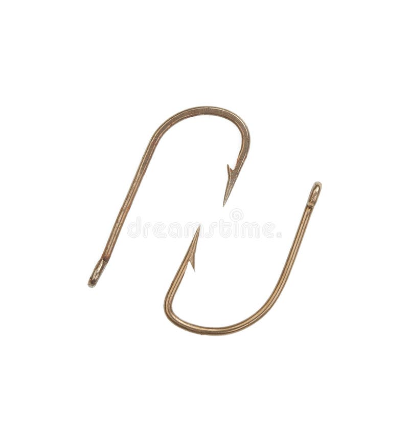 Fishing Hooks Isolated on White Top View Close Up Stock Image - Image ...