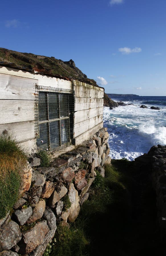 Fishing Hut Being Battered by Waves Stock Photo - Image of england ...