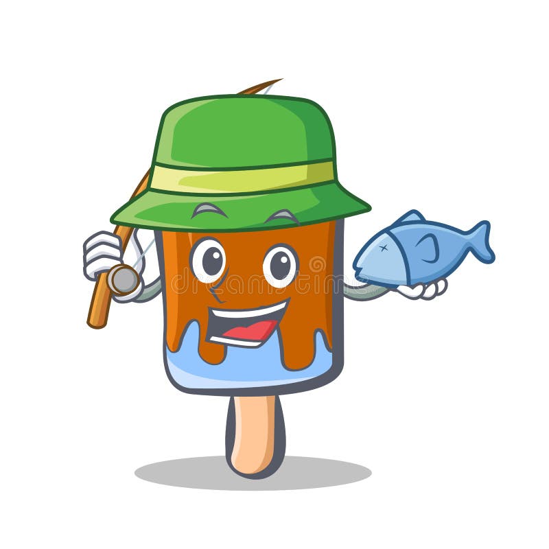 Fishing Ice Cream Character Cartoon Stock Vector - Illustration of ...