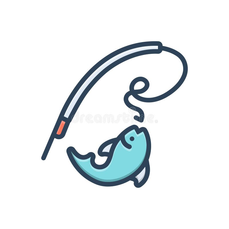 Color Illustration Icon for Fishing, Fishery and Rod Stock Illustration ...