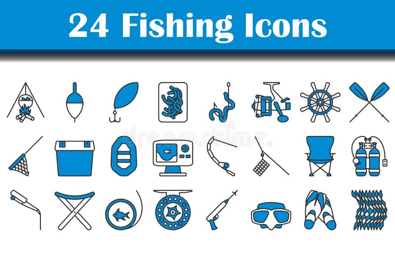 Fishing Icon Set stock vector. Illustration of bobber - 255221206