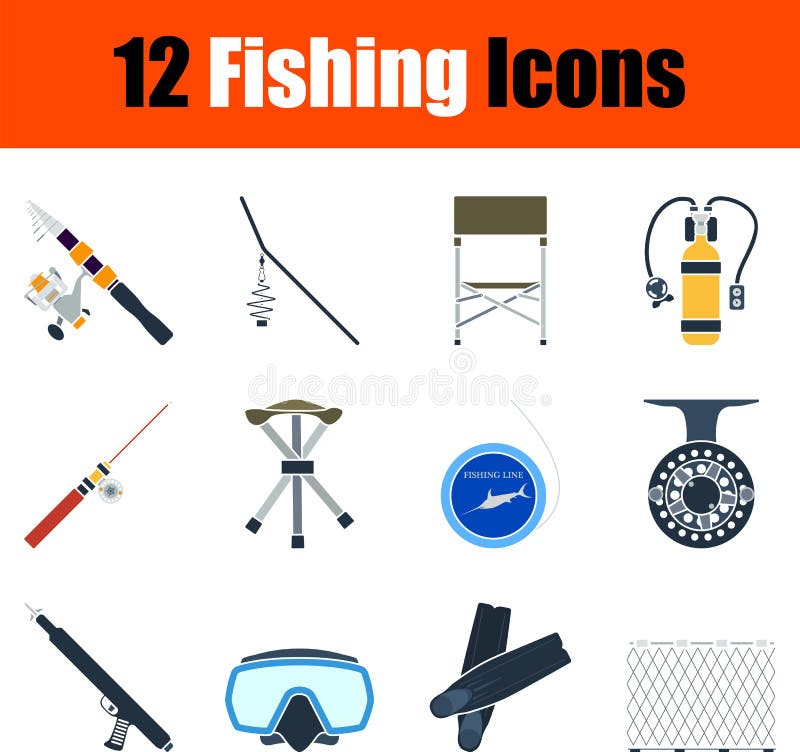 Fishing Icon Set stock vector. Illustration of scuba - 207635010