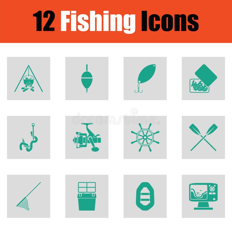 Fishing icon set stock vector. Illustration of recreation - 94375502