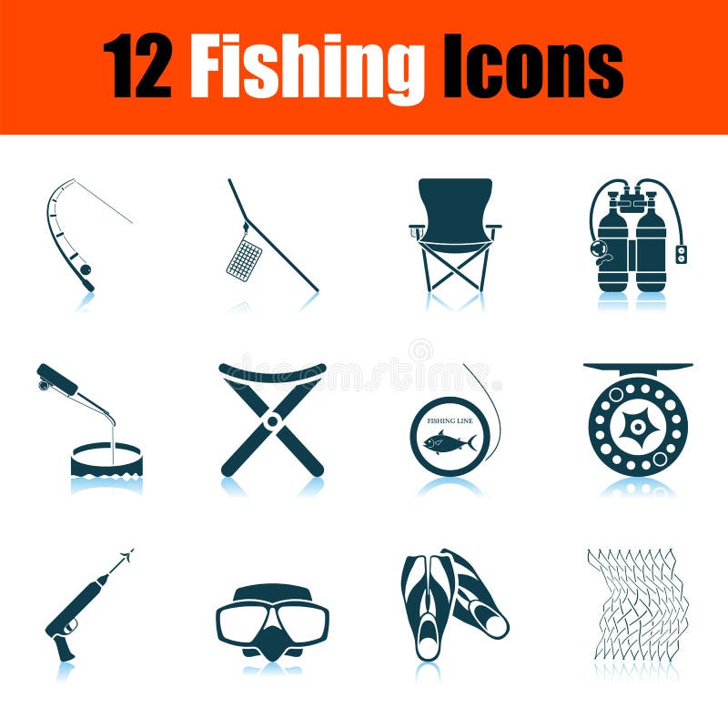 Fishing Icon Set stock vector. Illustration of hunter - 146071377
