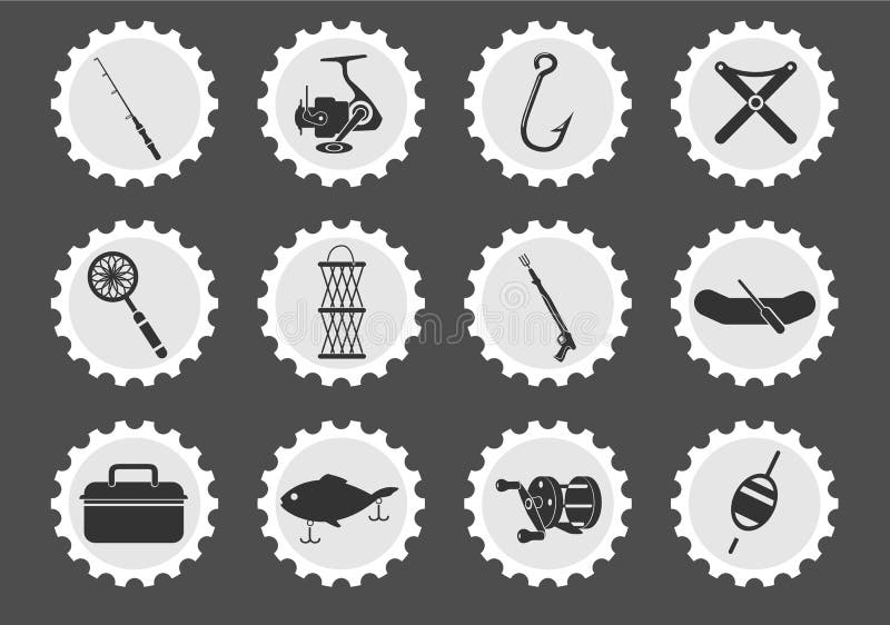 Fishing icon set stock illustration. Illustration of simplicity - 88753544