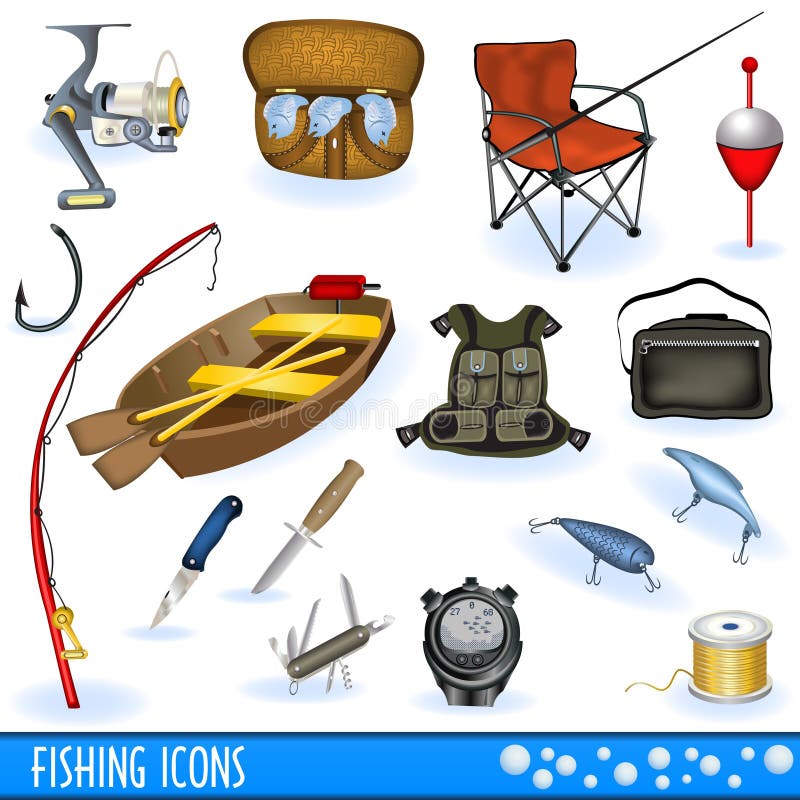 Fishing icons stock vector. Illustration of symbol, equipment - 17038024