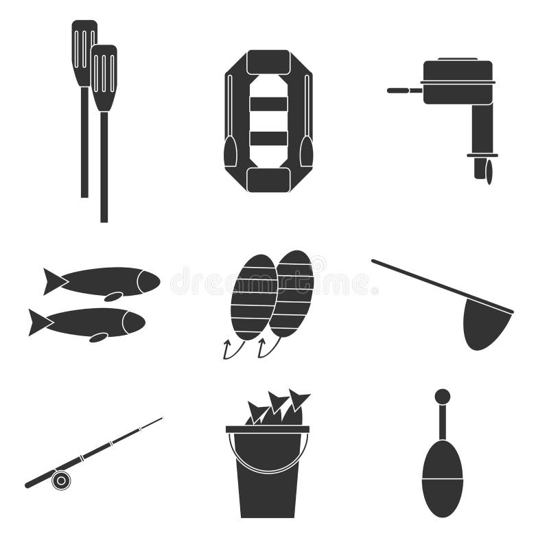 Fishing icons set. stock vector. Illustration of leisure - 73487571