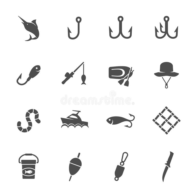 Fishing icons stock vector. Illustration of hobby, icons - 97212780