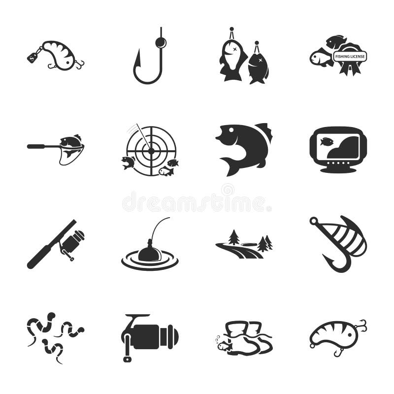 Fishing 16 Icons Universal Set for Web and Mobile Stock Vector ...