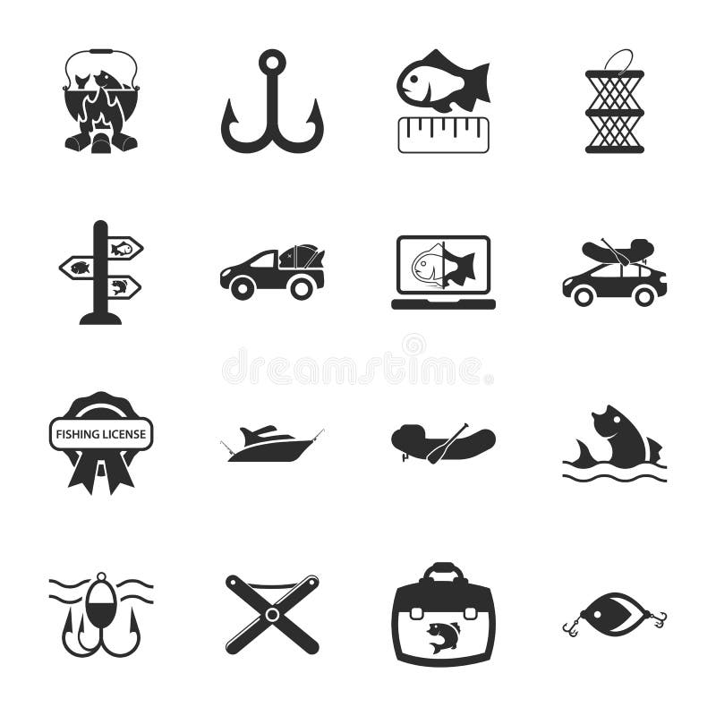 Fishing 16 Icons Universal Set for Web and Mobile Stock Vector ...