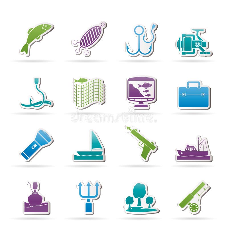 Fishing industry icons stock vector. Illustration of bait - 27935790