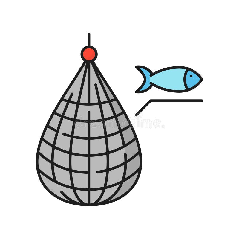 Fishing Industry Trawler Net and Fish Line Icon Stock Vector ...