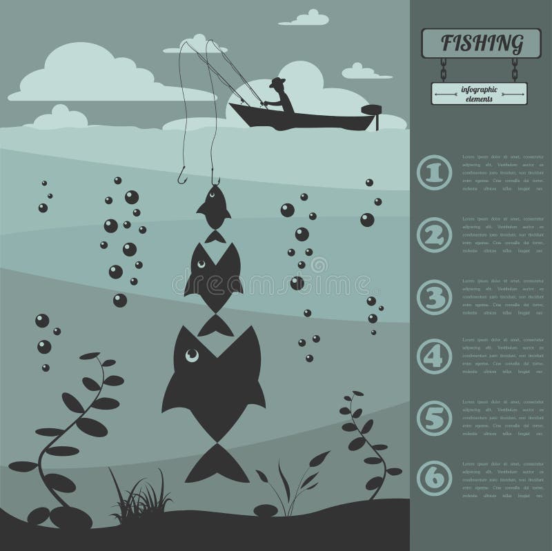 Fishing Infographic Elements. Set Elements for Creating Your Own Stock ...