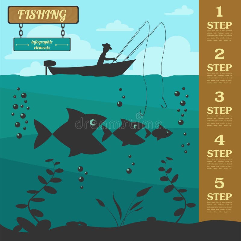 Fishing Infographic Elements. Set Elements for Creating Your Own Stock ...