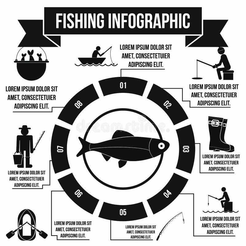 Fishing Infographic Elements, Simple Style Stock Illustration ...