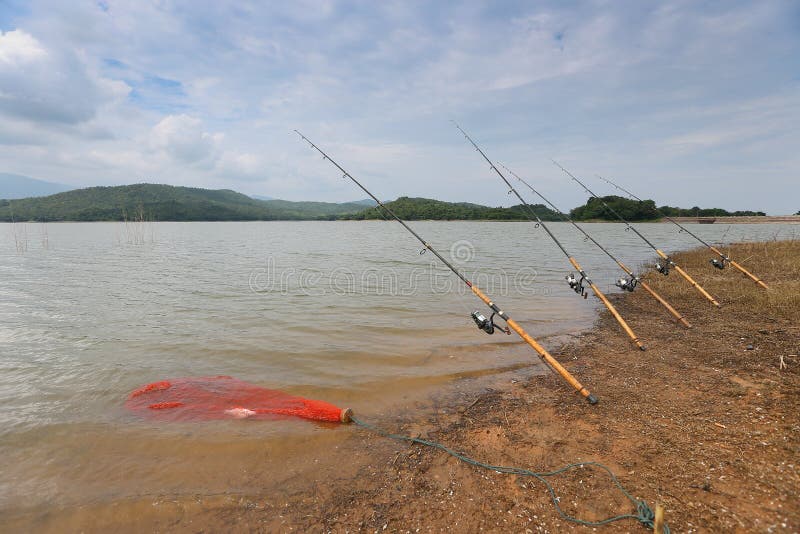 Fishing Lakeside. stock photo. Image of travel, sport - 93493524