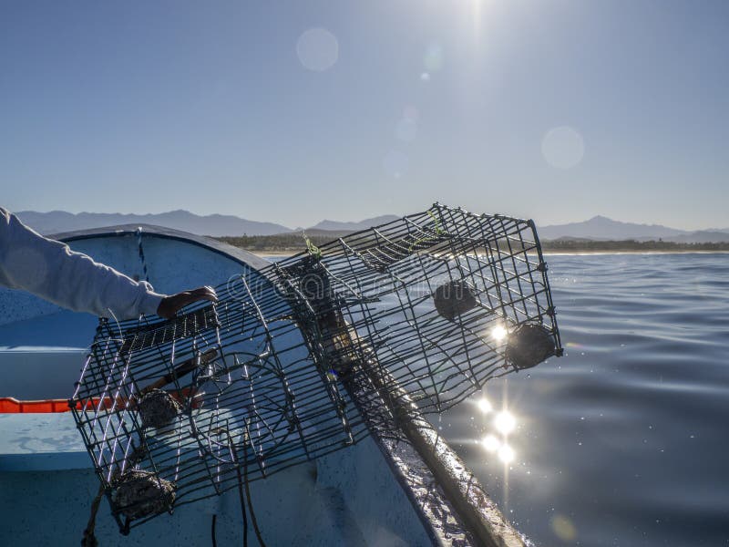 Fishing with Lobster Pot in Mexico Stock Photo - Image of manmade ...