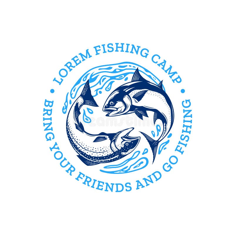 Fishing Logo with Fish and Water Splash Stock Vector - Illustration of ...