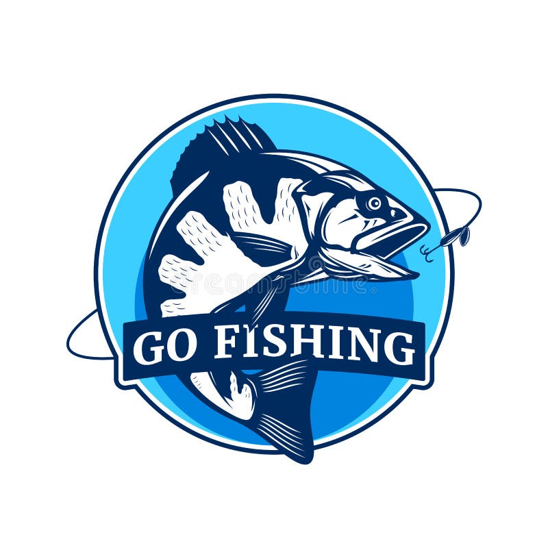 Fishing Logo, Jumping Perch Fish Illustration Stock Vector ...