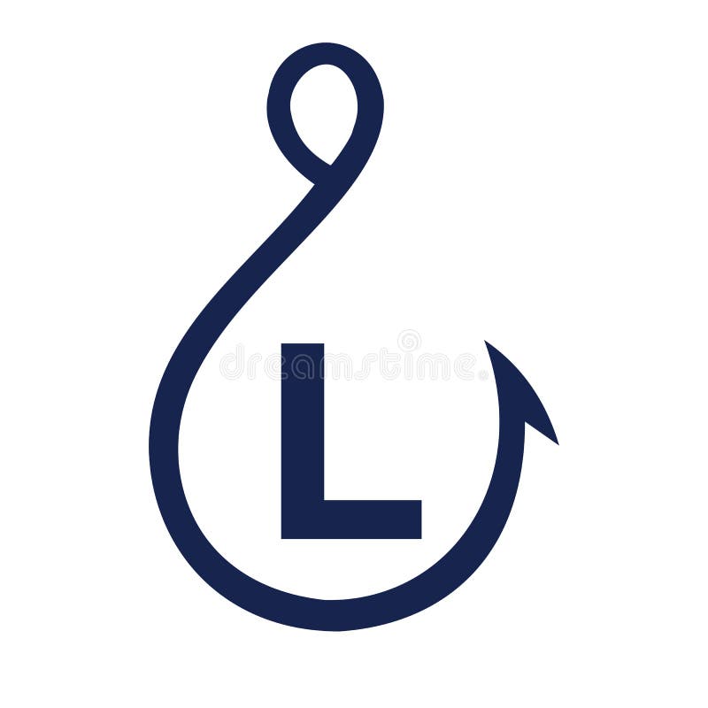 Fishing Logo on Letter L Sign, Fishing Hook Logo Template Stock Vector ...