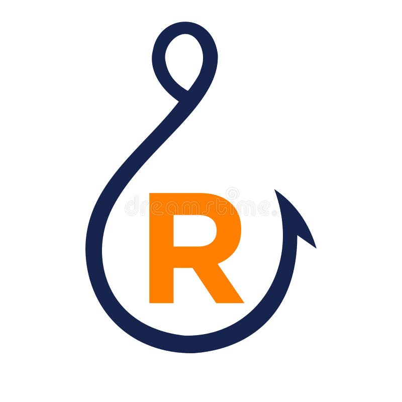 Fishing Logo on Letter R Sign, Fishing Hook Logo Template Stock Vector ...