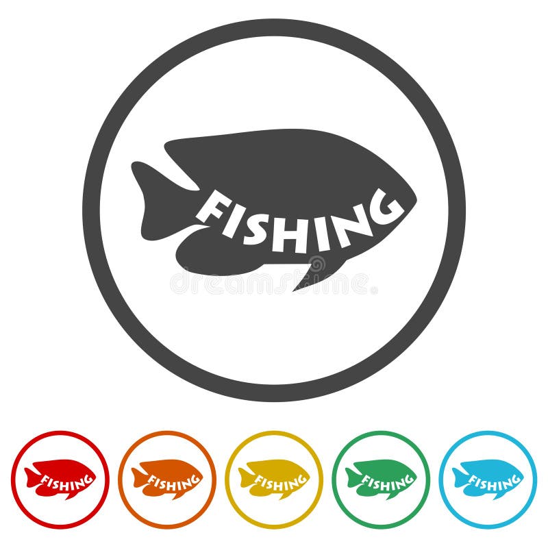 Fishing Logo. Set Icons in Color Circle Buttons Stock Vector ...