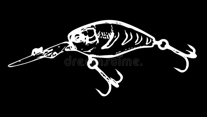 Fishing Lure Crankbait Plug on Black Background Stock Illustration ...