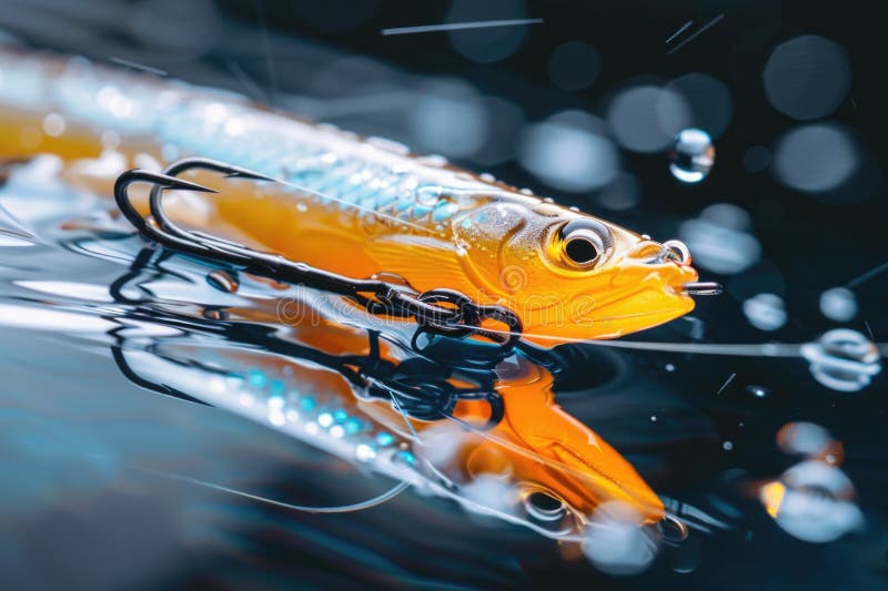A Fishing Lure Floats on the Surface of the Water, Its Orange and ...