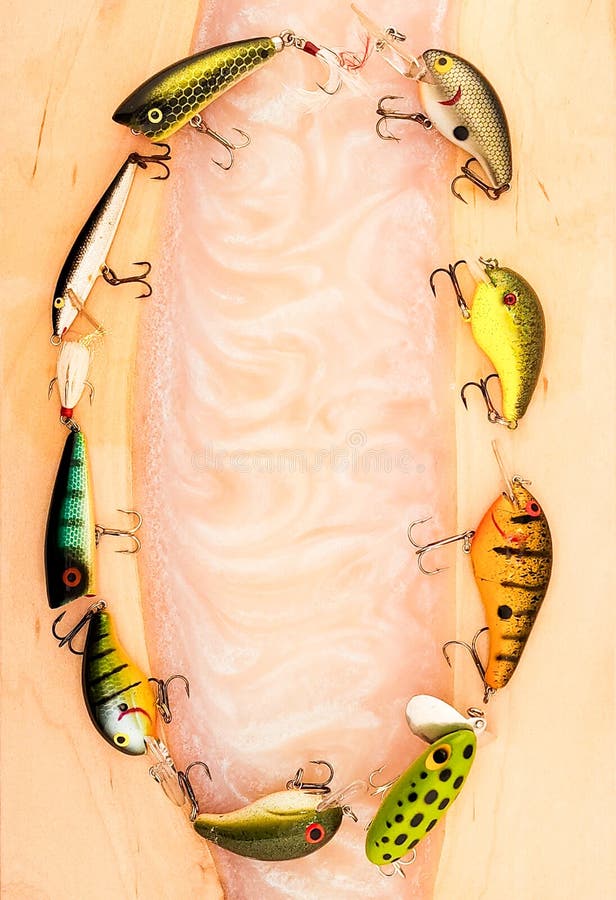 Fishing Lure Frame for Advertising Stock Photo - Image of used, river ...
